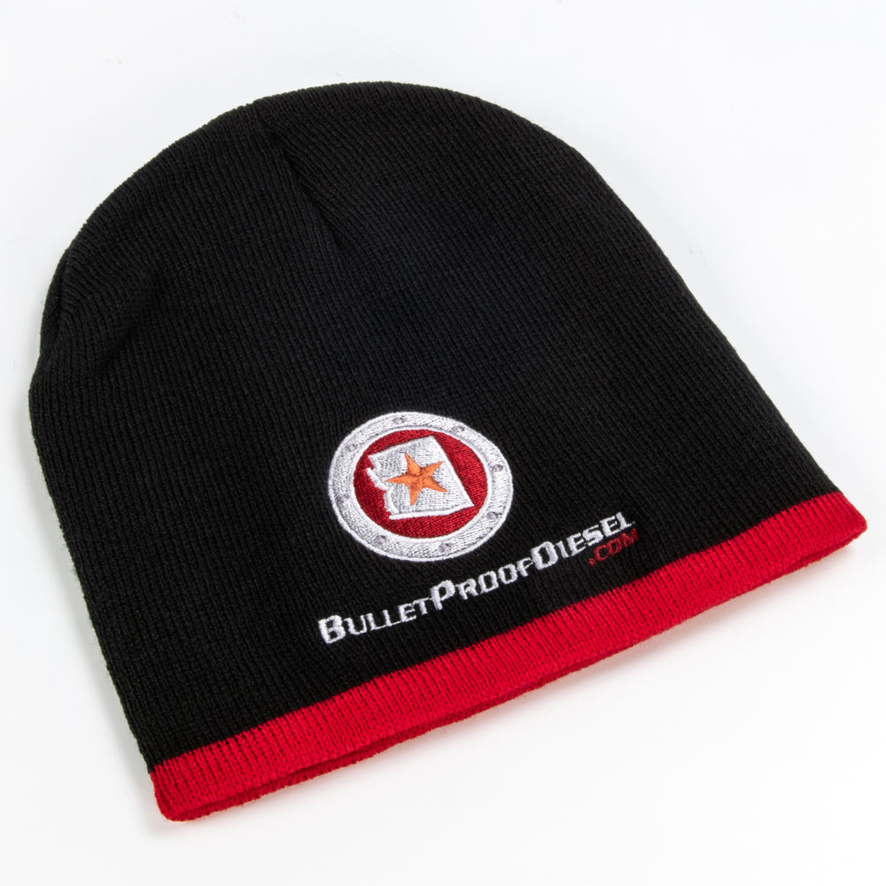 Bullet Proof Diesel Black Beanie with Red Trim